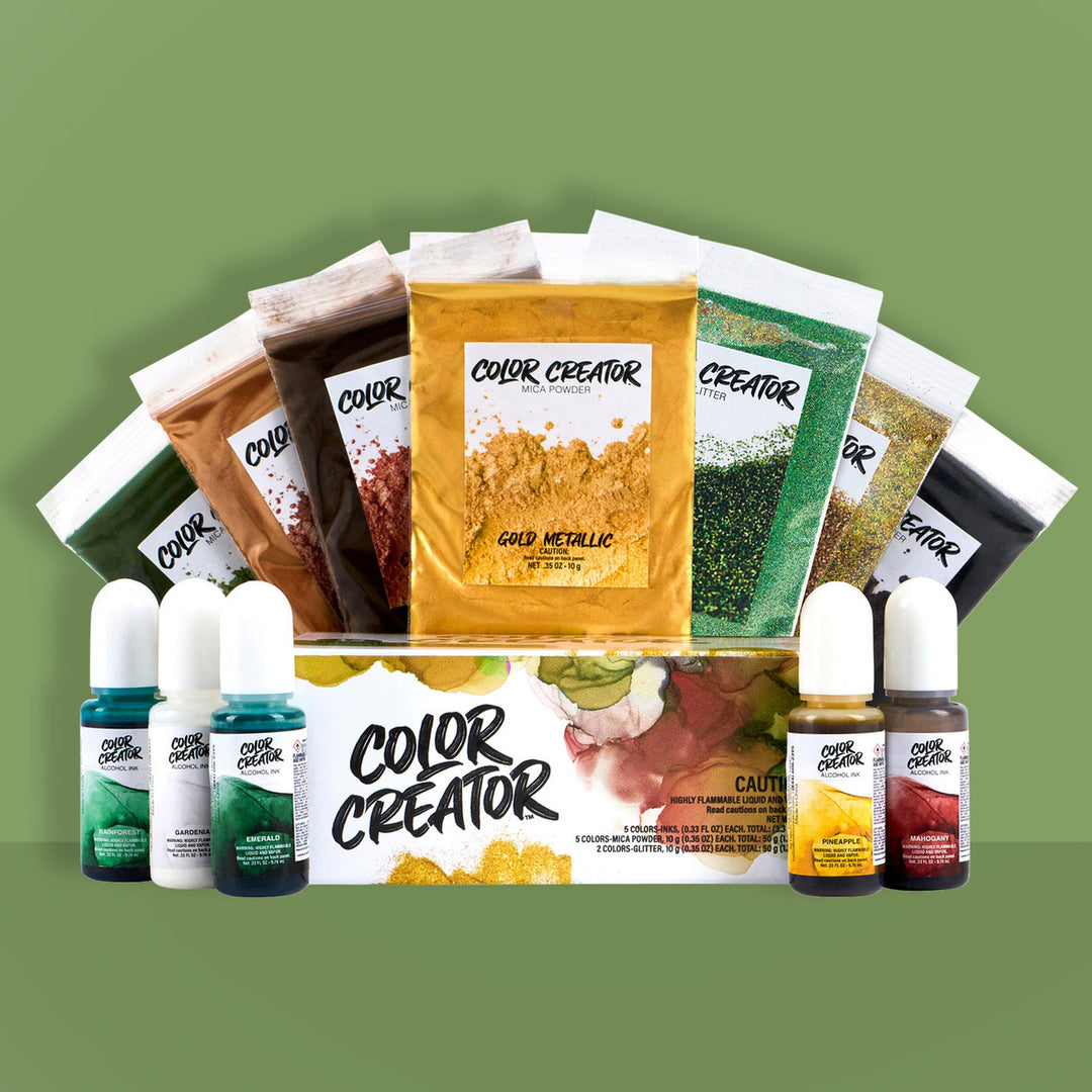 Color Creator Greenland Kit - 12 Mica Powders Alcohol Inks & Glitters ...